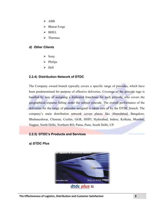 Logistics and Distribution Project - DTDC | DOCX