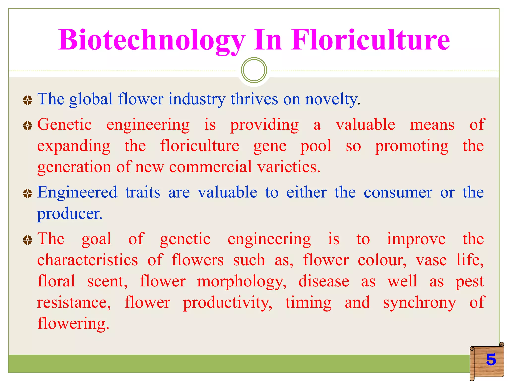 Genetic engineering for flower colour modification | PPTX