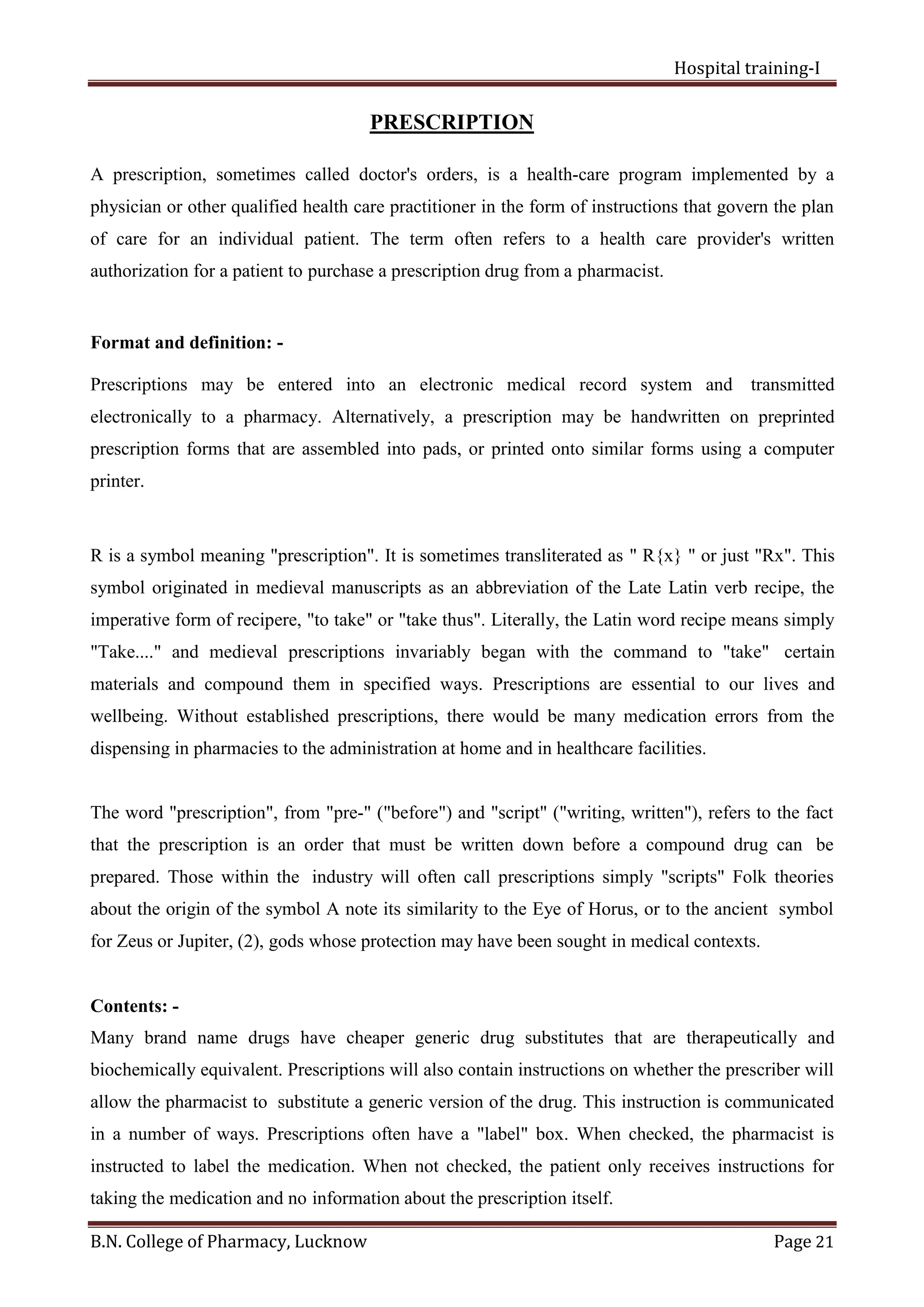 Hospital Training Report- AKTU Hospital Training Report | DOCX