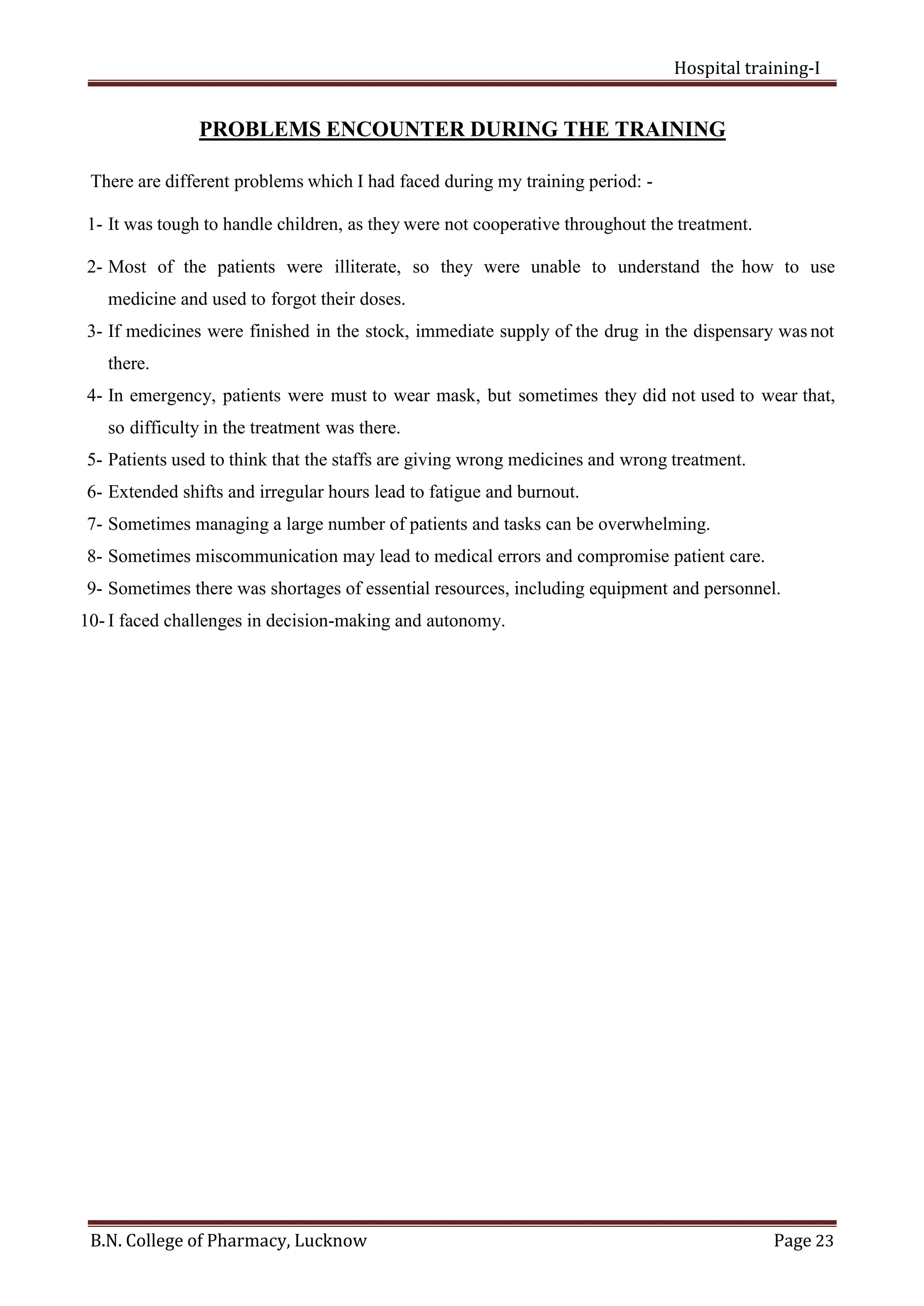 Hospital Training Report- AKTU Hospital Training Report | DOCX