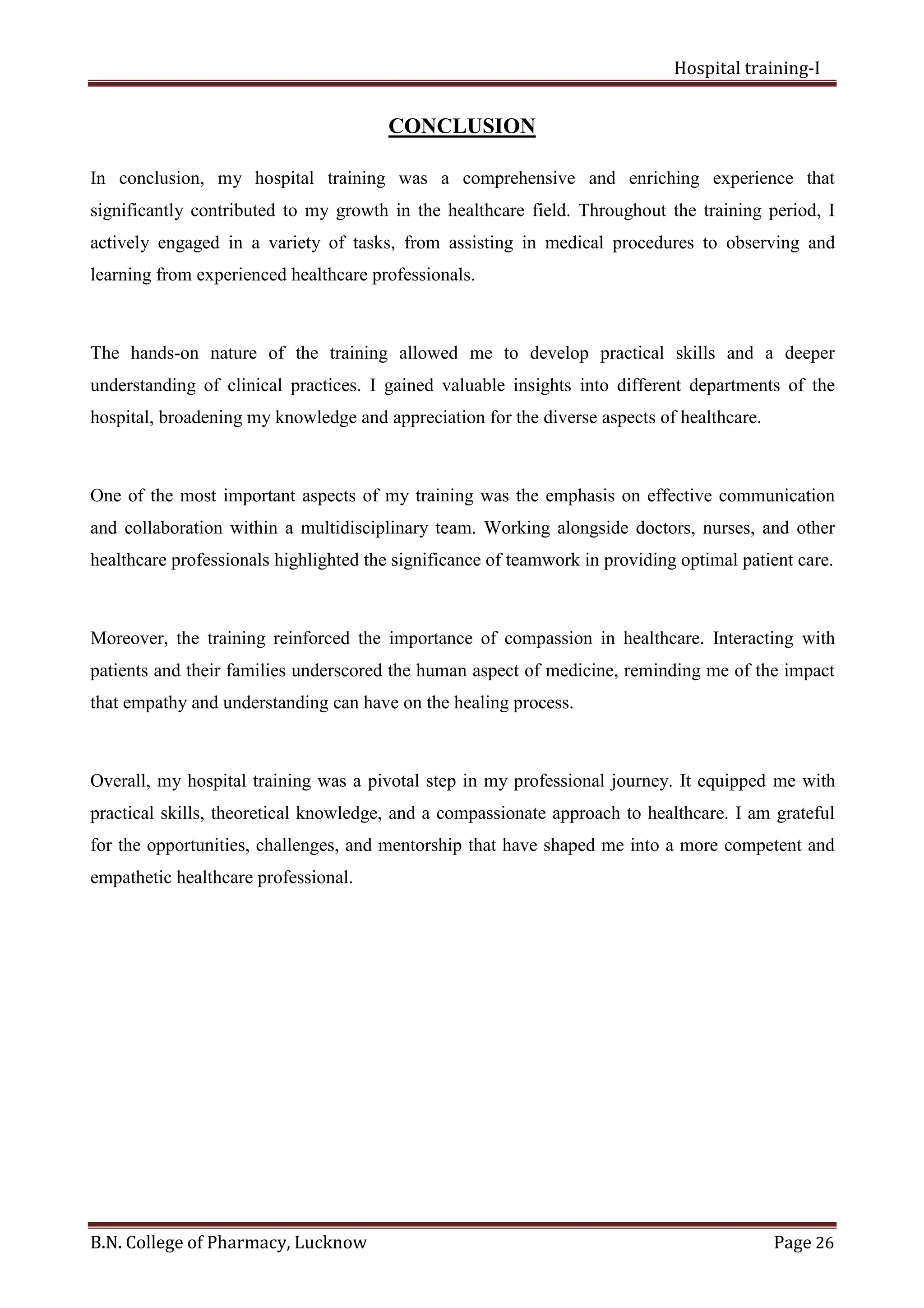 Hospital Training Report- AKTU Hospital Training Report | DOCX