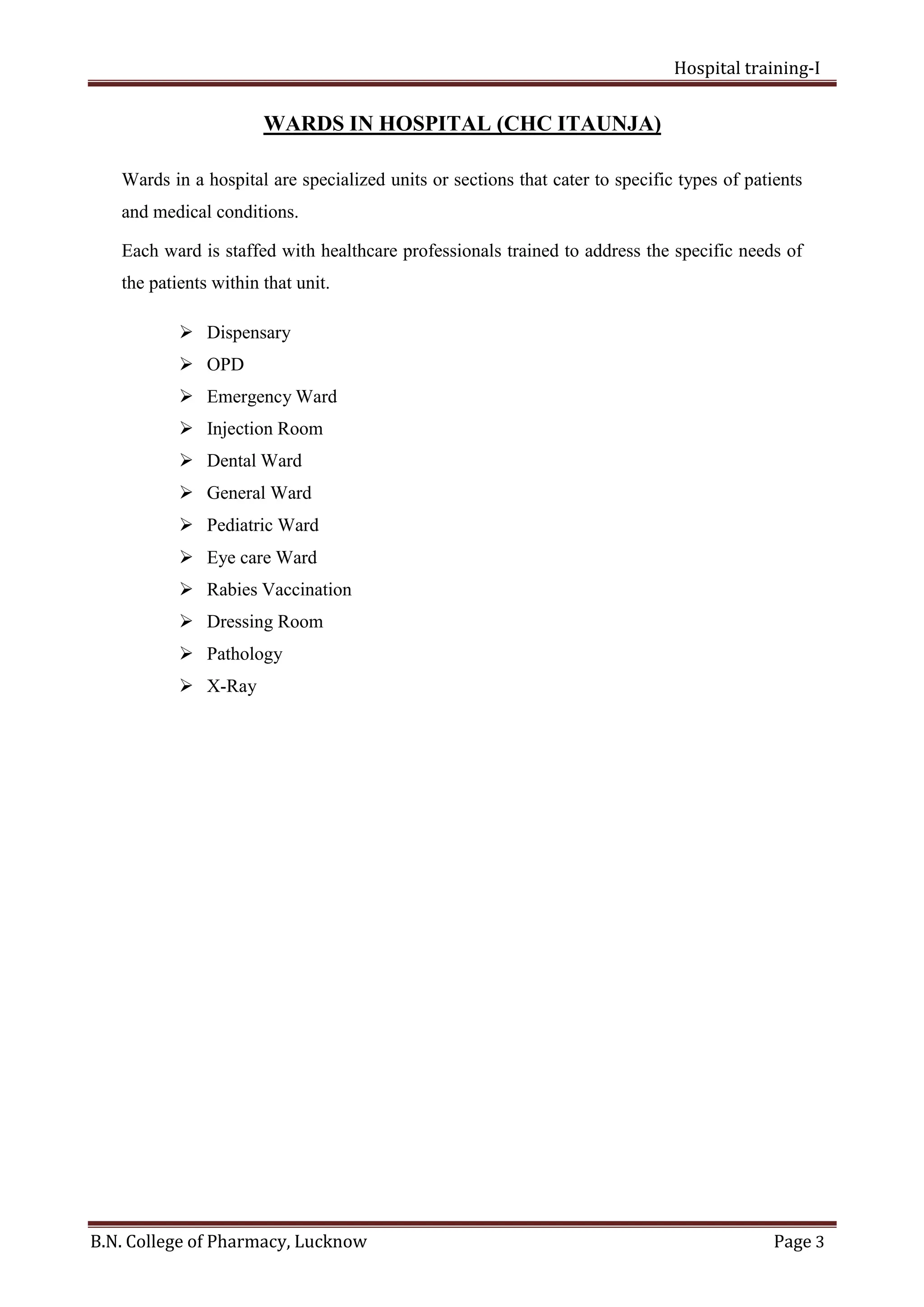 Hospital Training Report- AKTU Hospital Training Report | DOCX