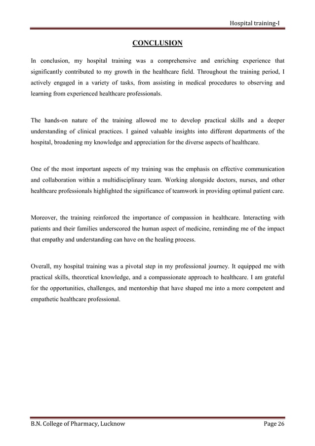 Hospital Training Report- AKTU Hospital Training Report | DOCX