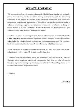 Hospital Training Report- AKTU Hospital Training Report | DOCX