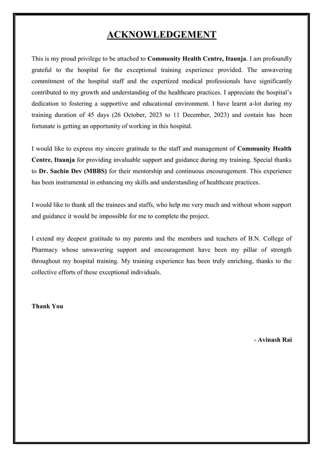 Hospital Training Report- AKTU Hospital Training Report | DOCX