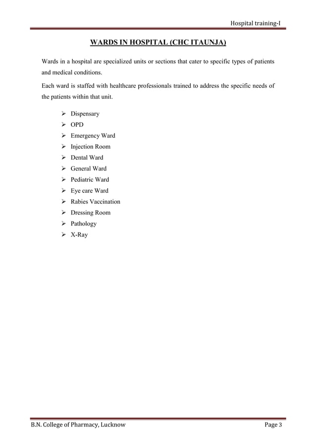 Hospital Training Report- AKTU Hospital Training Report | DOCX