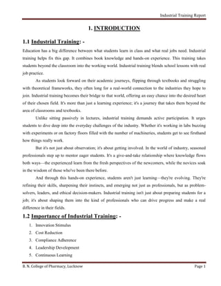 Industrial Training Report- AKTU Industrial Training Report | DOCX