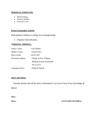 Avinash Resume | DOCX | Business and Finance