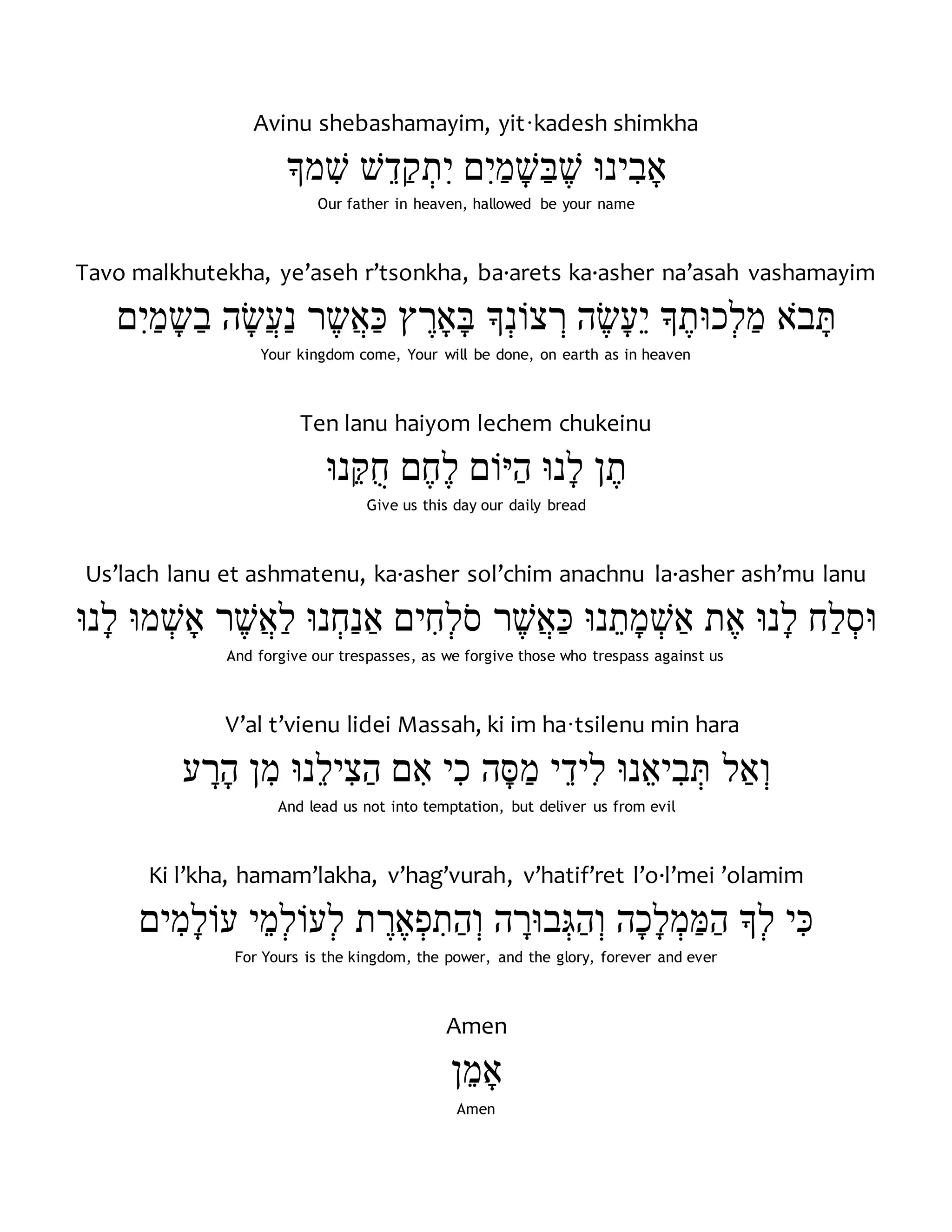 Avinu Shebashamayim | DOCX