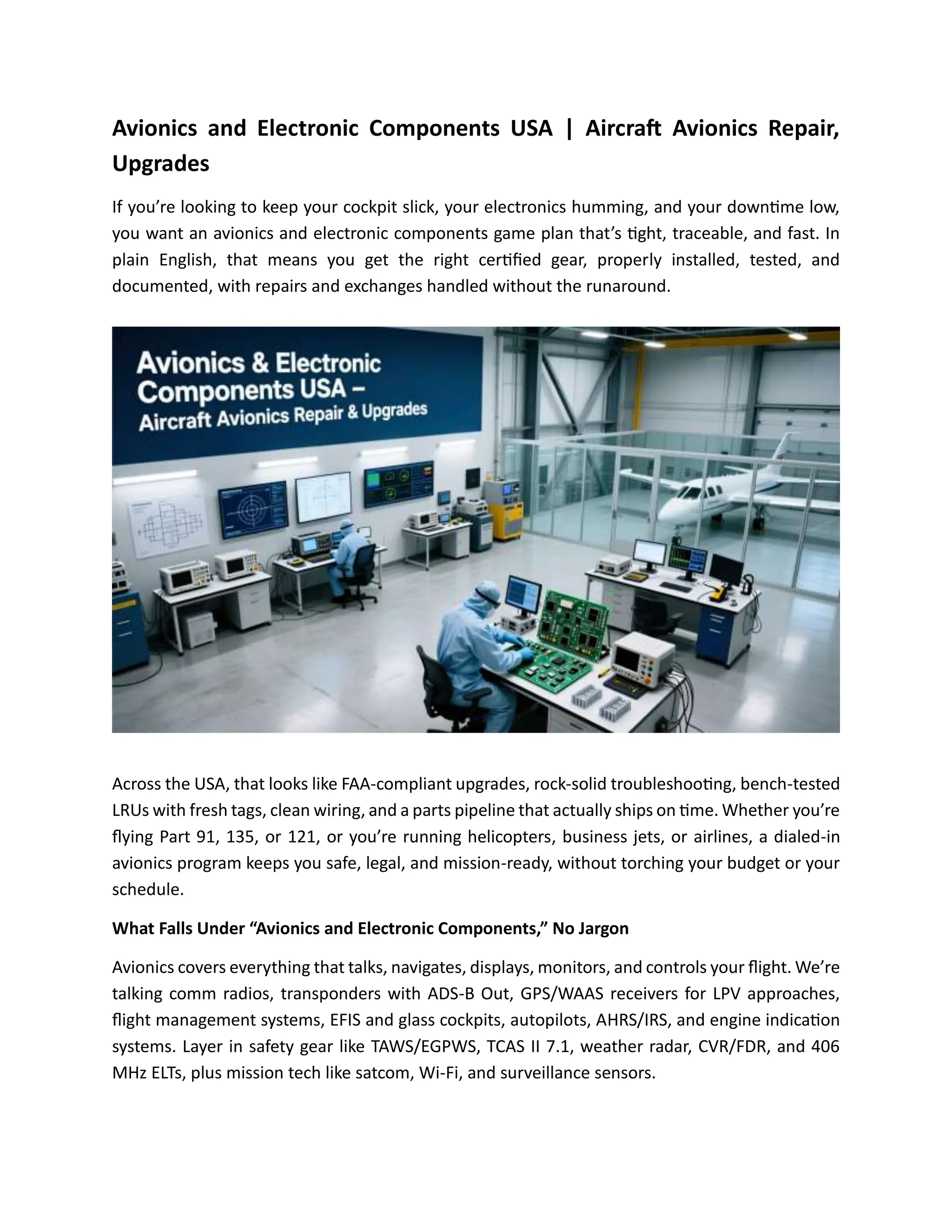 Avionics and Electronic Components USA Aircraft Avionics Repair ...