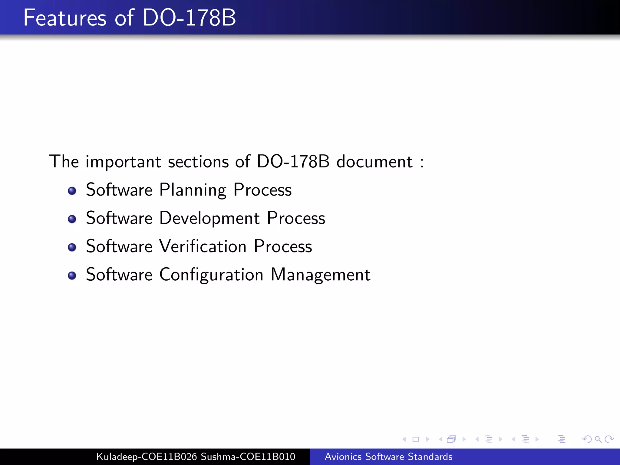 Avionics Software Standards ppt in latex | PDF