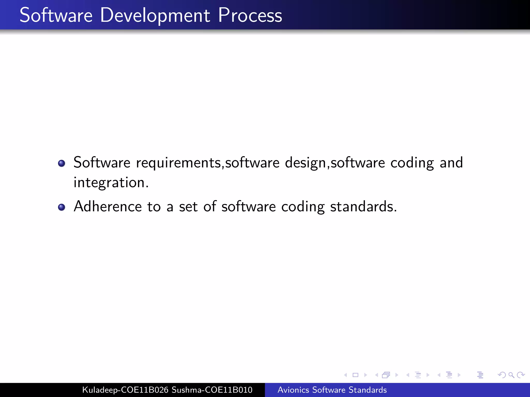 Avionics Software Standards ppt in latex | PDF