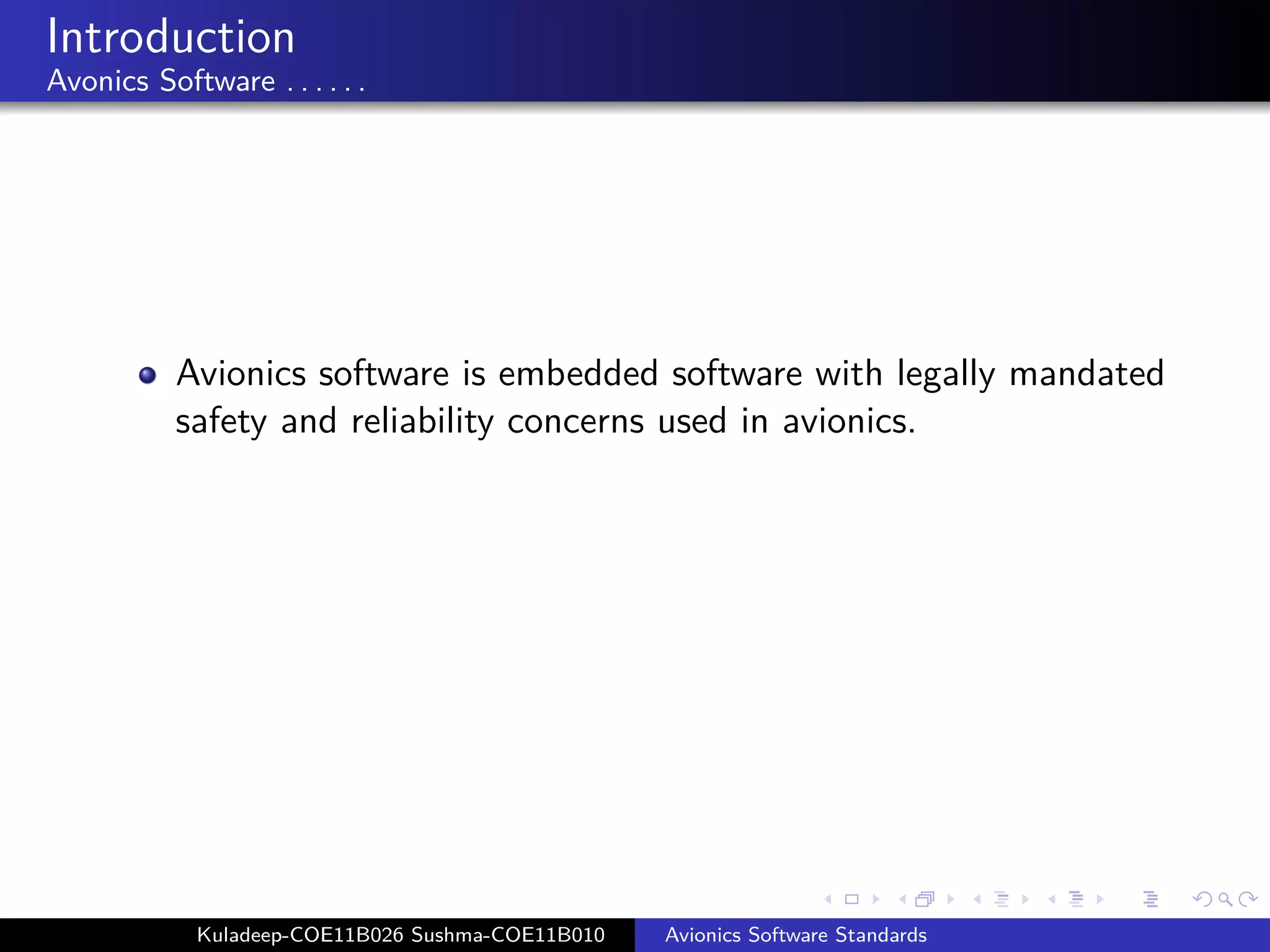 Avionics Software Standards ppt in latex | PDF