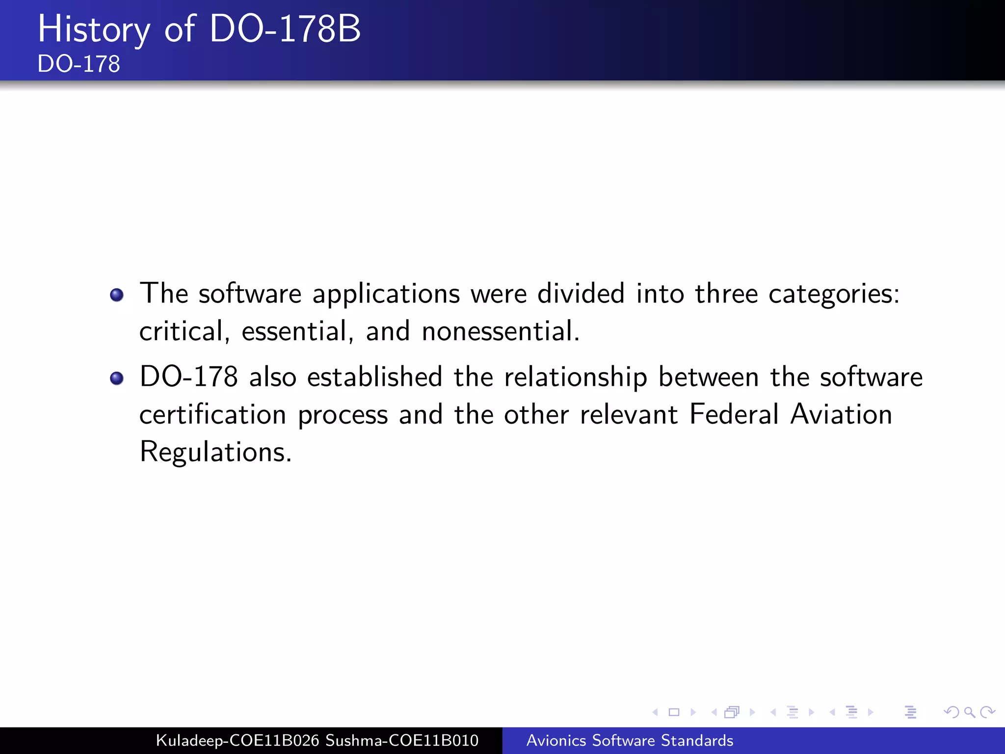 Avionics Software Standards ppt in latex | PDF