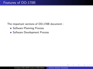 Avionics Software Standards ppt in latex | PDF