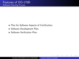 Avionics Software Standards ppt in latex | PDF