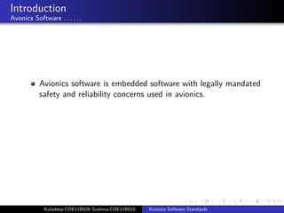Avionics Software Standards ppt in latex | PDF