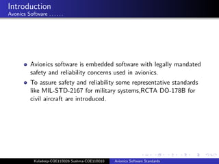 Avionics Software Standards ppt in latex | PDF