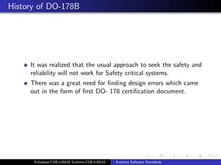 Avionics Software Standards ppt in latex | PDF