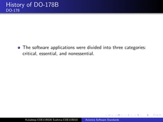 Avionics Software Standards ppt in latex | PDF