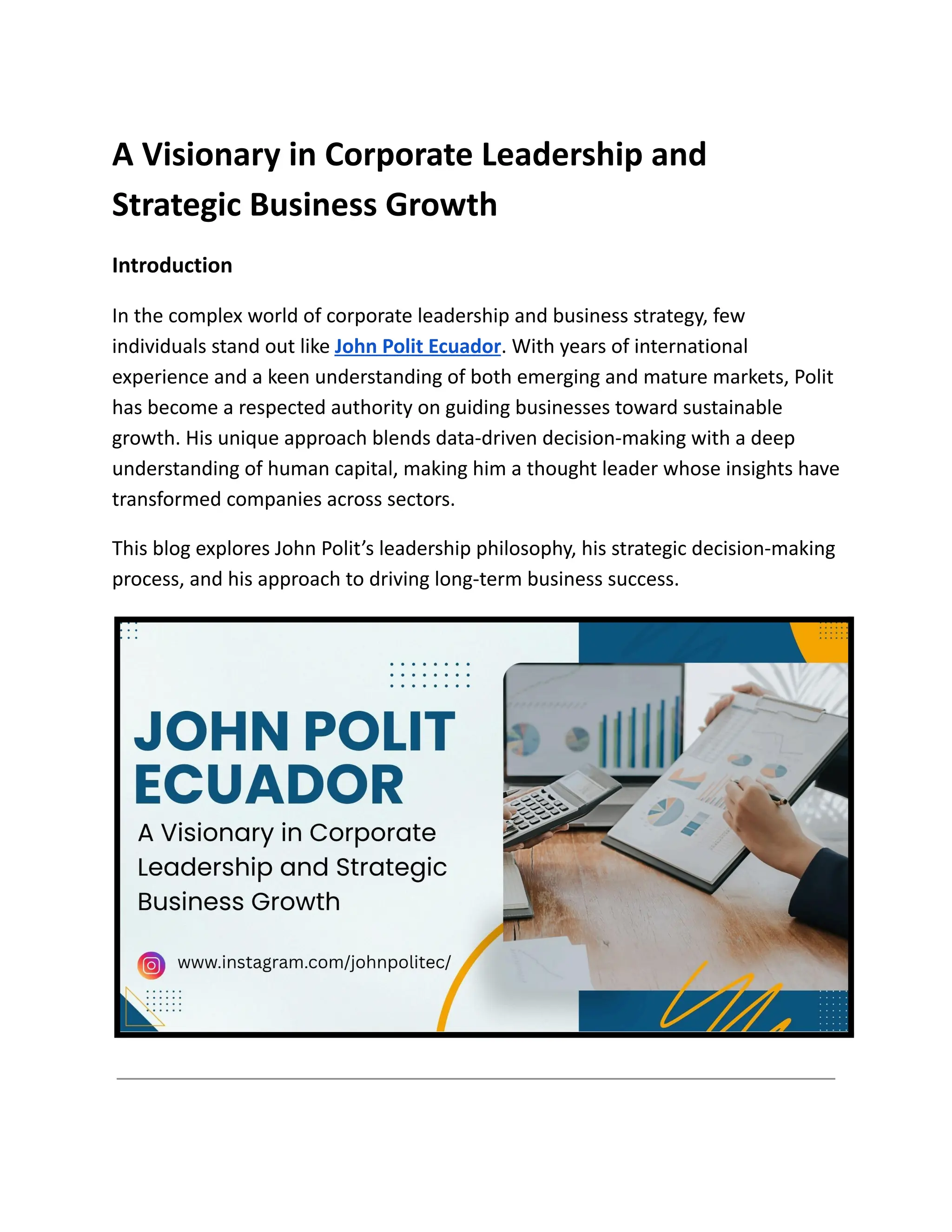 John Polit Ecuador: Driving Business Success Through Strategic ...