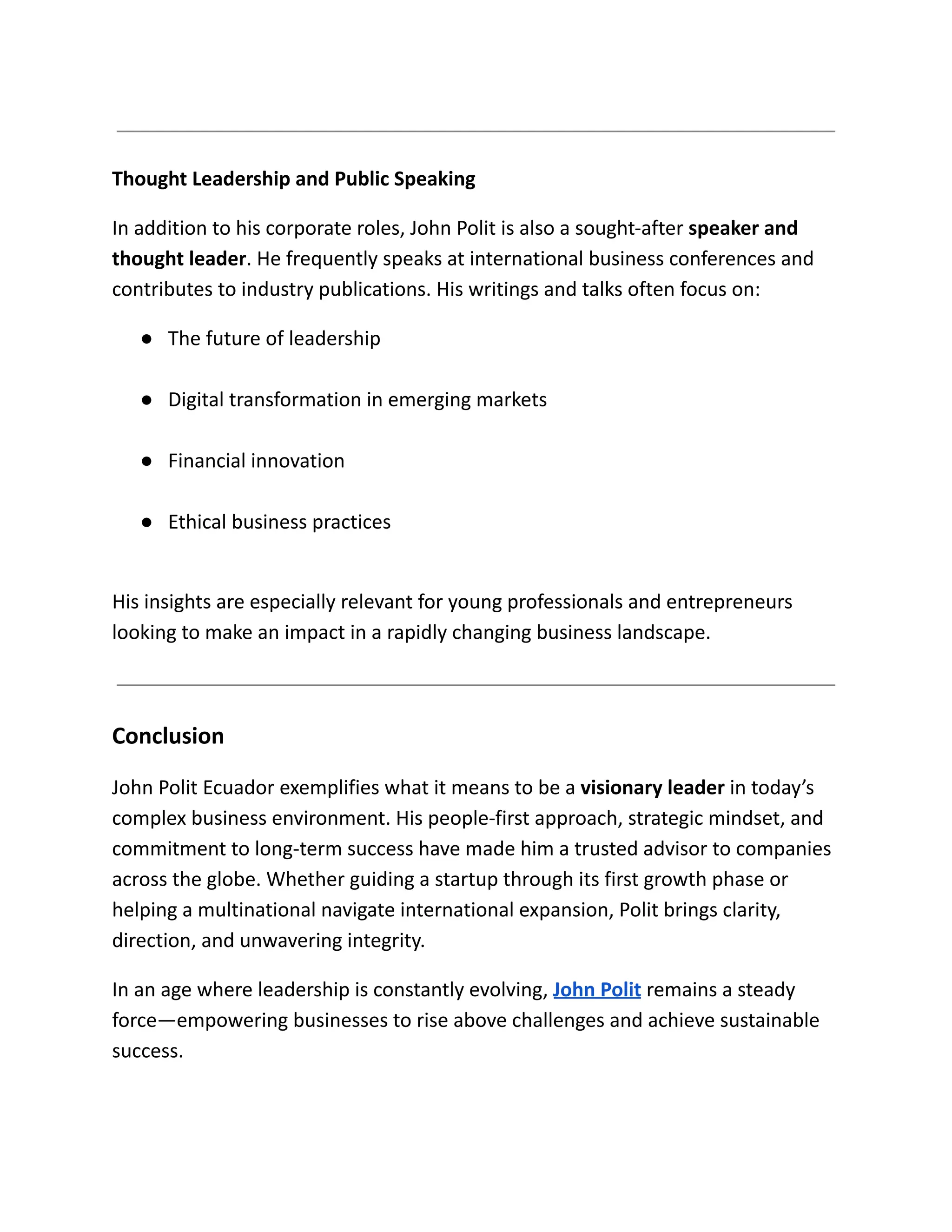 John Polit Ecuador: Driving Business Success Through Strategic ...