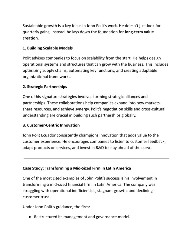 John Polit Ecuador: Driving Business Success Through Strategic ...