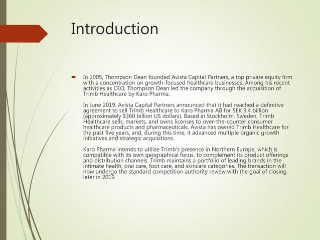 Avista and Karo Pharma Sign Definitive Trimb Acquisition Agreement | PPT