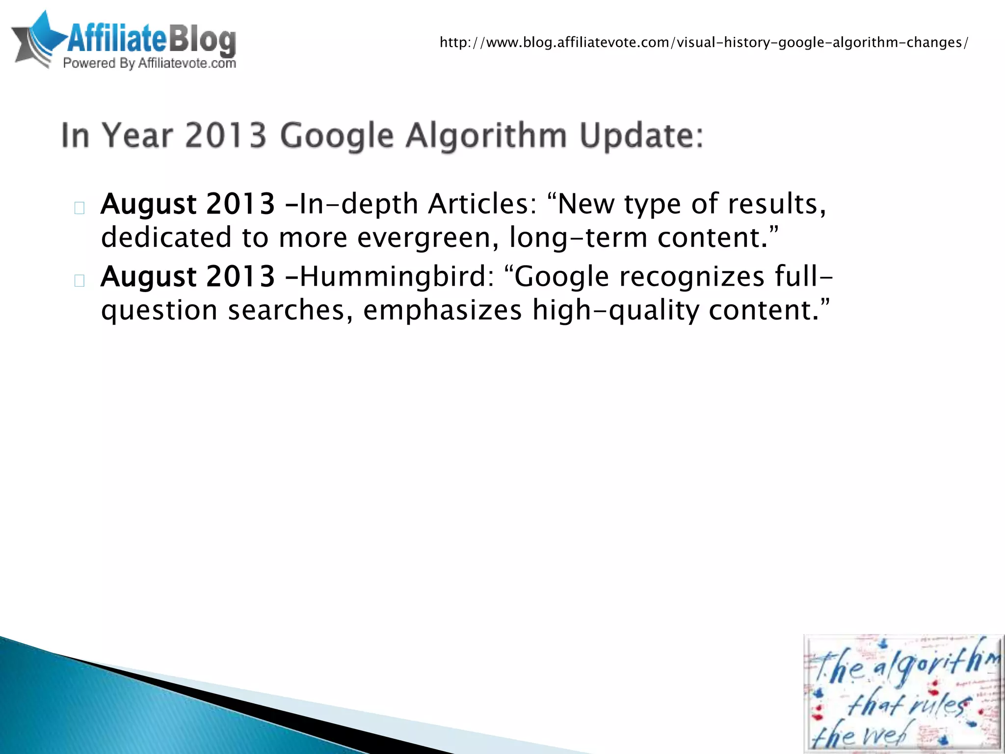 A visual history of google algorithm changes | PPT | Free Download