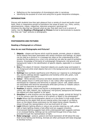 A visual literacy unit for students in years 7 and 8 | DOCX