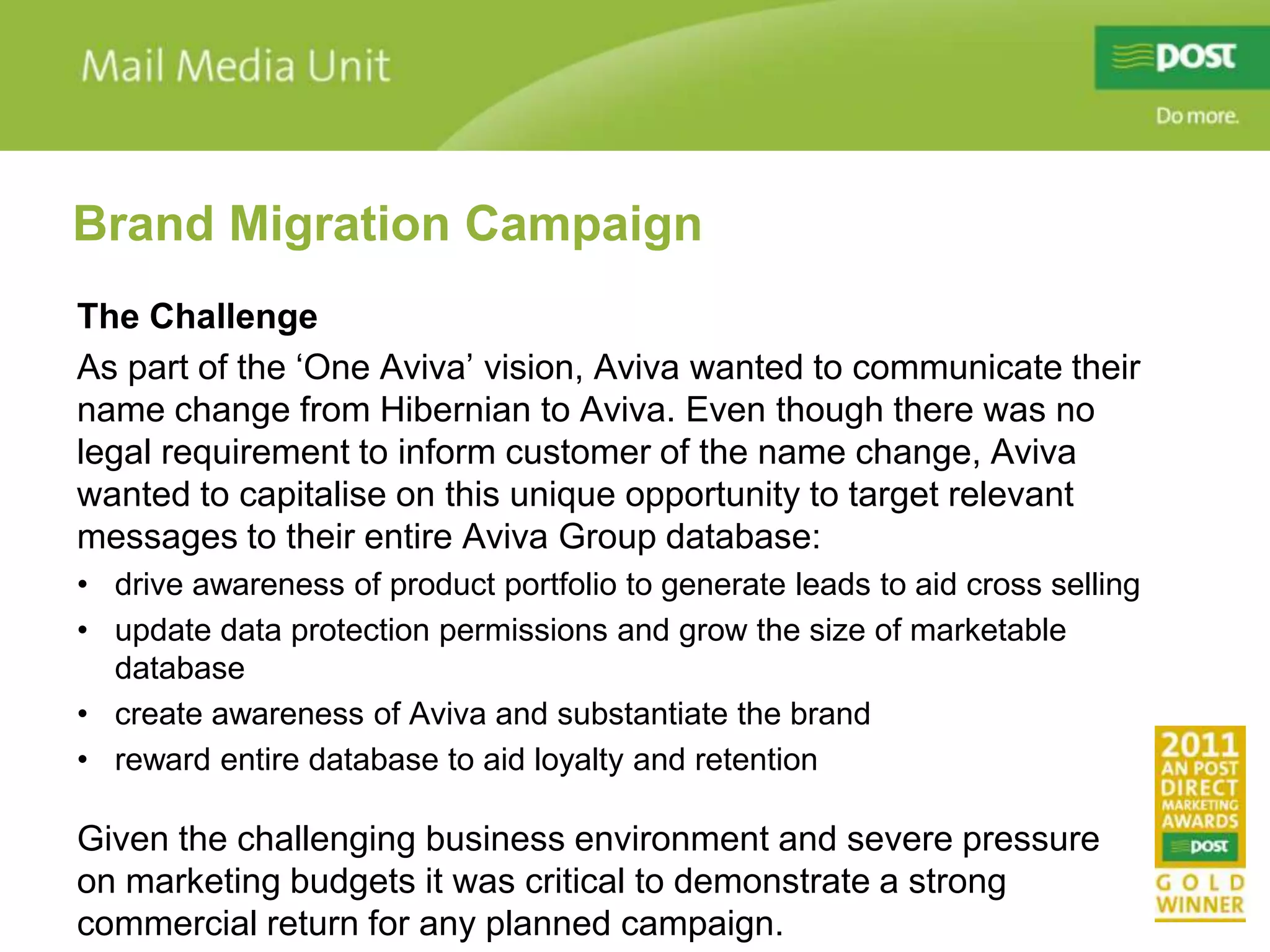 Aviva Brand Migration case study | PPTX