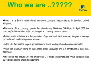 Aviva plc, AVIVA LONDON | PPTX | Business Accounting & Finance | Business