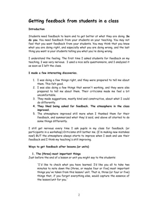 Dialogue, Reflection and Feedback are Three Simple Words | PDF