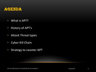 APT(Advanced Persistent Threats) & strategies to counter APT | PPT