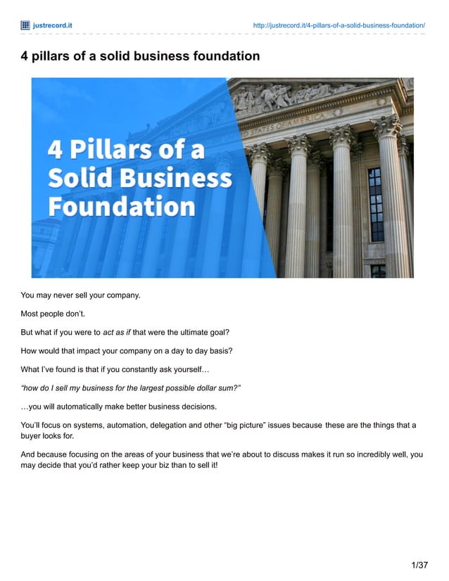 The 4 Pillars of a Solid Business Foundation | PDF