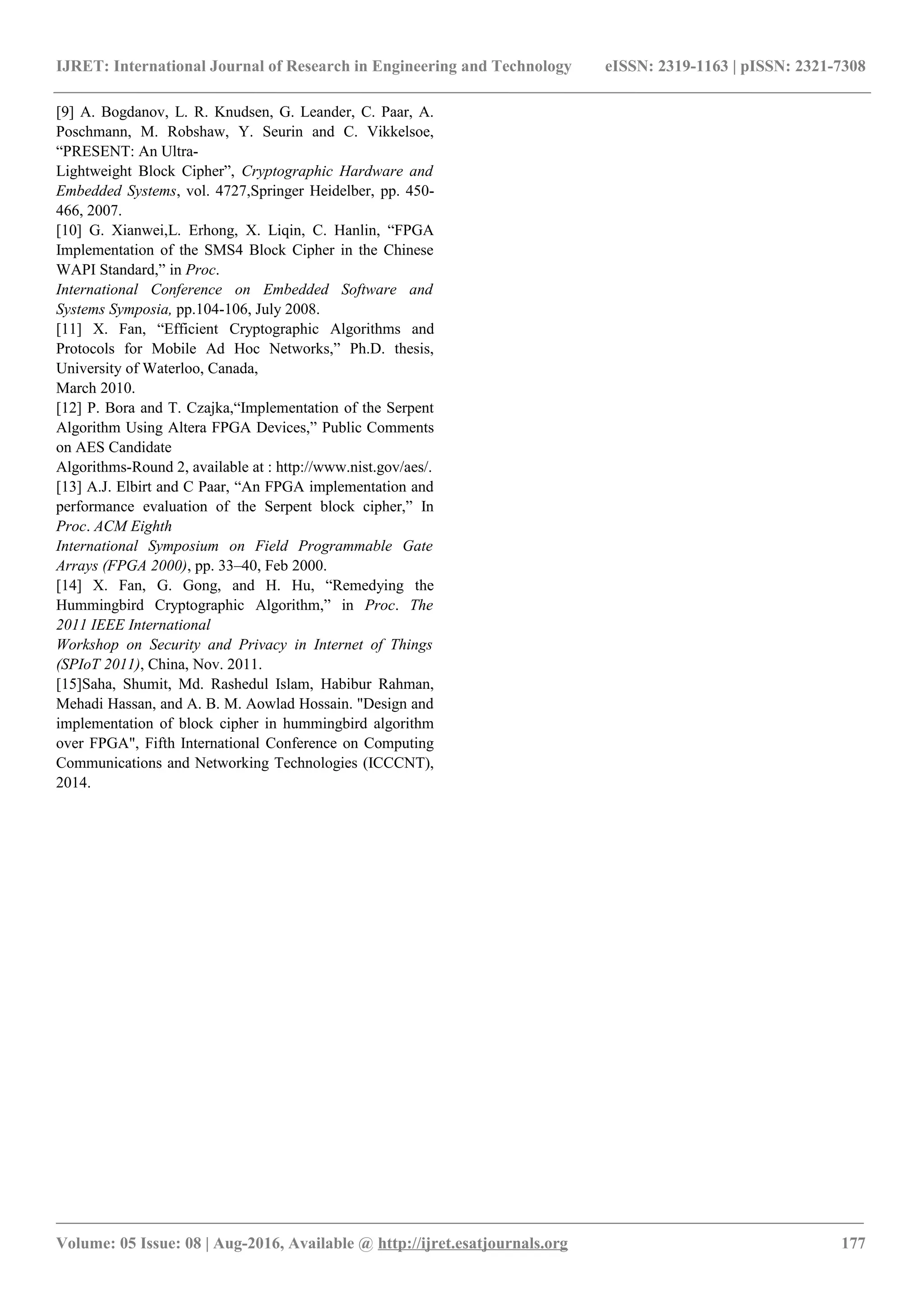 A Vlsi Implementation Of A Resource Efficient And Secure Architecture Of A Block Cipher Pdf