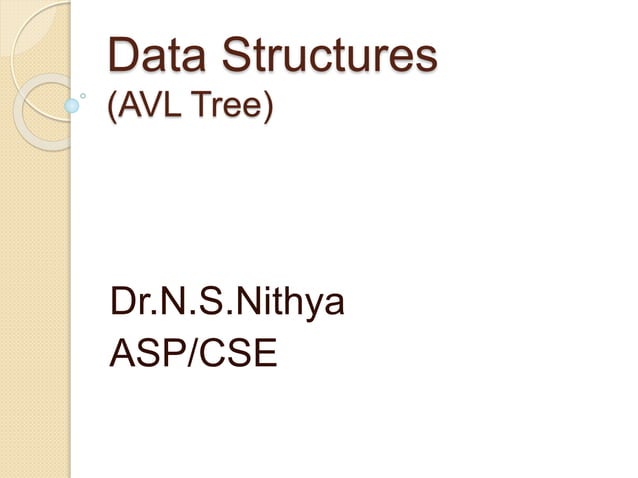 Data structures trees and graphs - AVL tree.pptx | Programming Languages | Computing