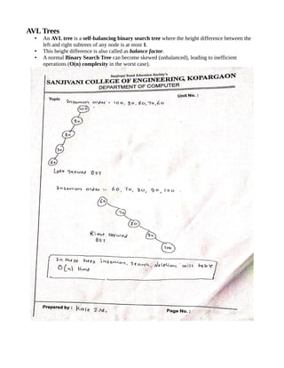 What is AVL trees and example based on AVL Tree | PDF