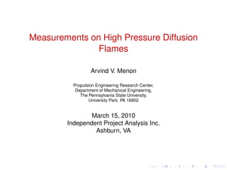 High Pressure Diffusion Flames | PDF