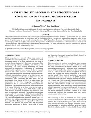 A vm scheduling algorithm for reducing power consumption of a virtual machine in cloud ...