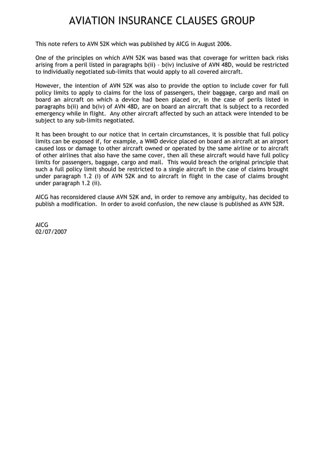 Avn 52 r guidance note extended coverage endorsement - aviation ...