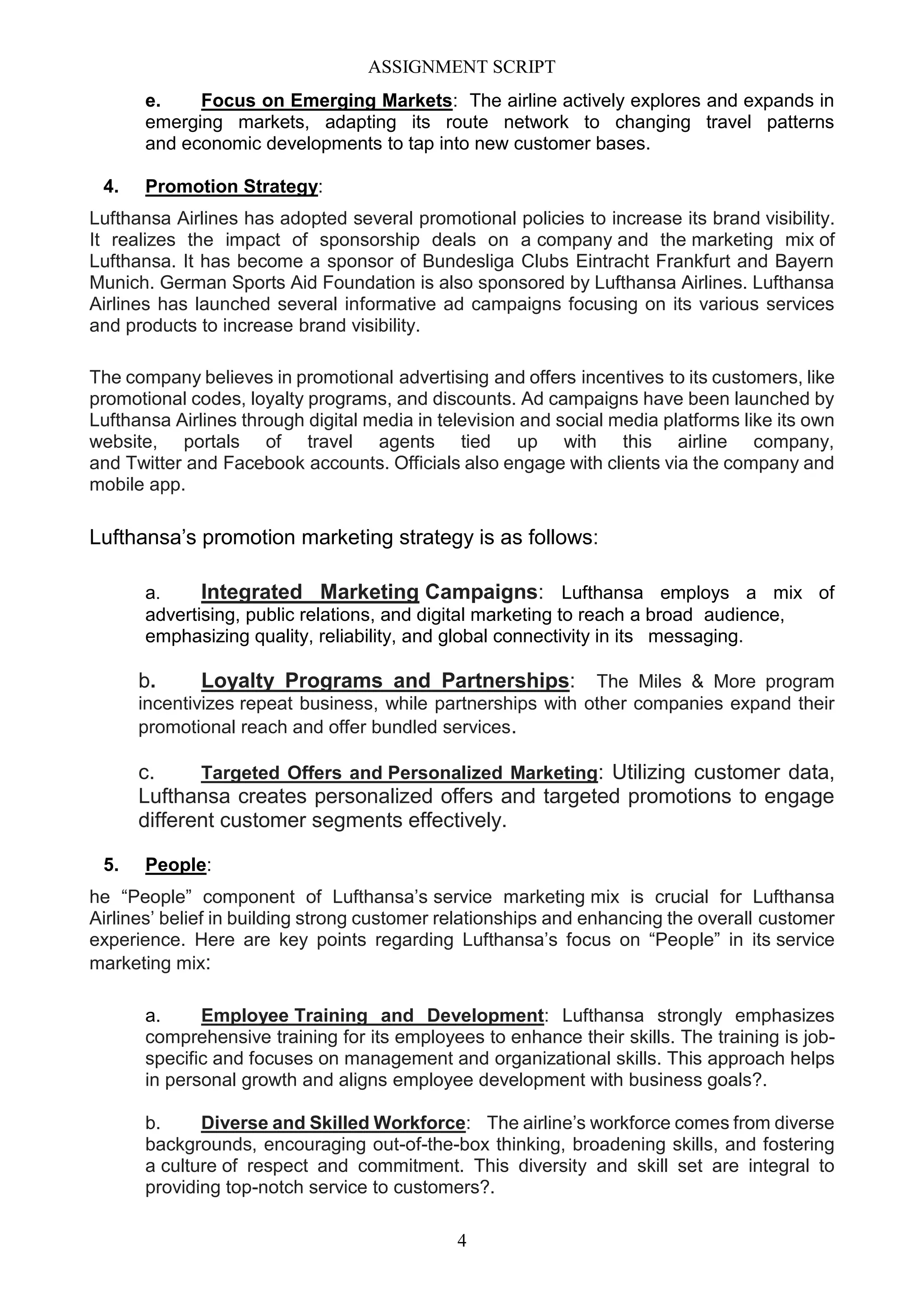 Marketing Mix of the Airline Company Lufthansa | DOCX