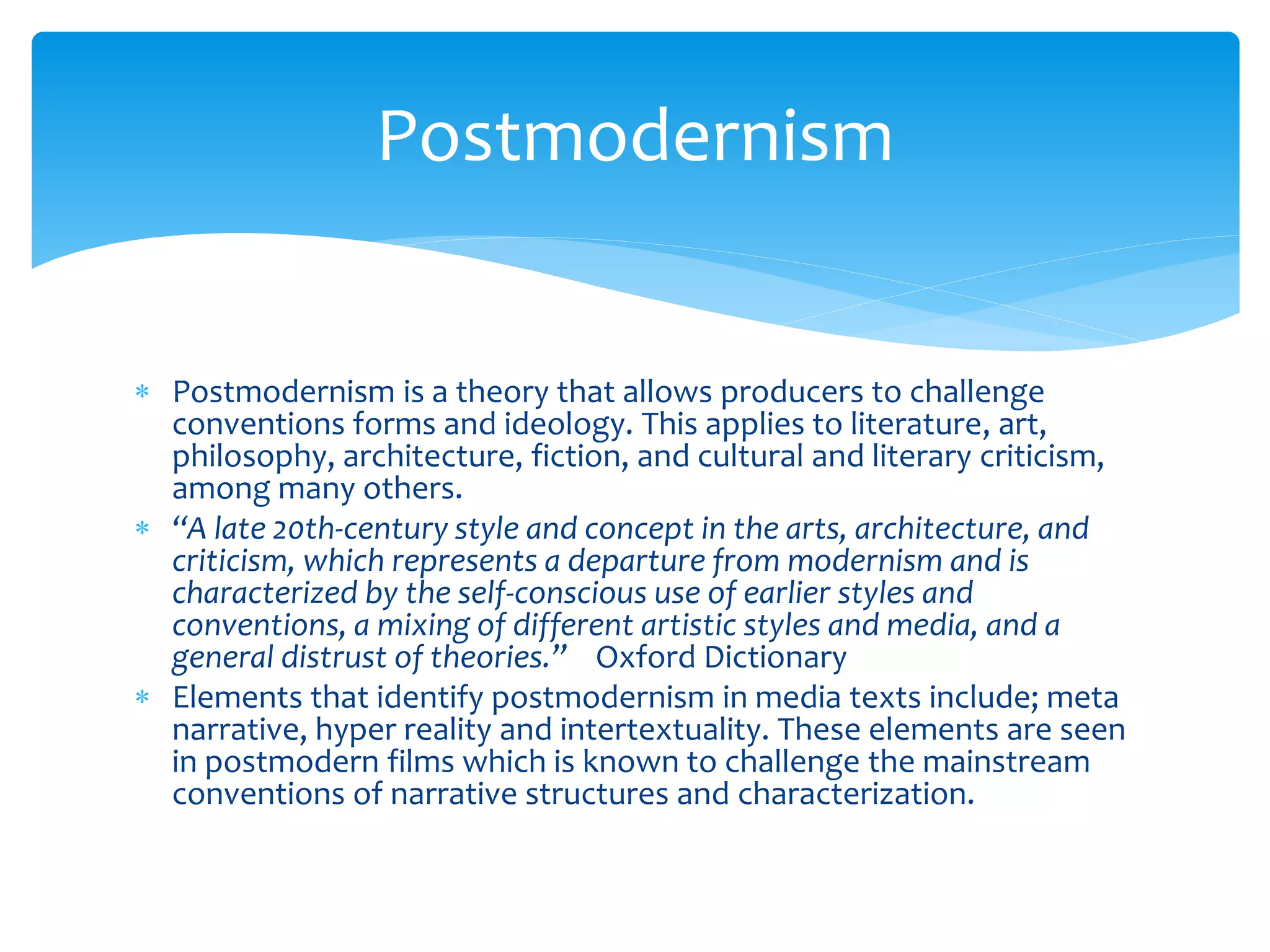 Postmodern theory and the media | PPTX