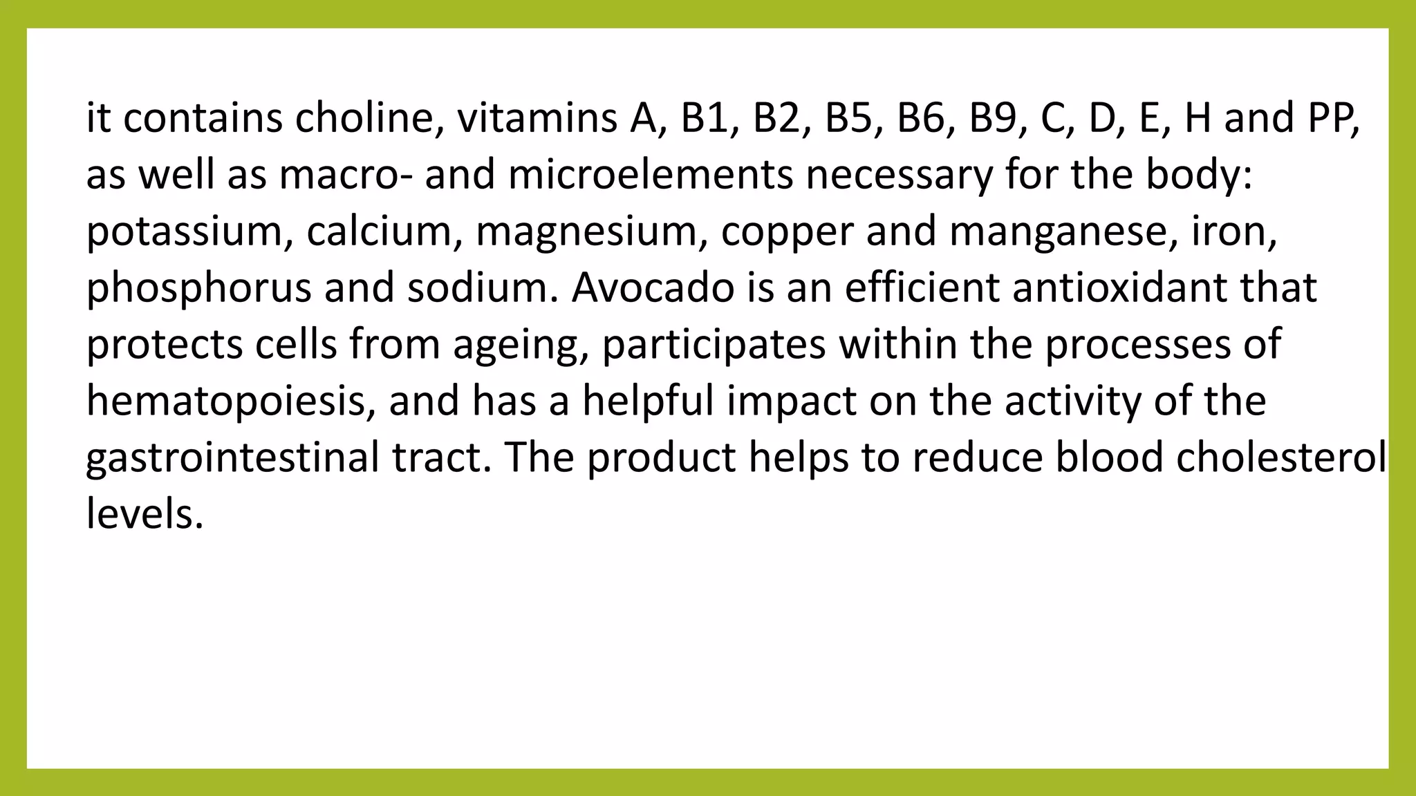 Avocado Nutrition facts & health benefits . | PPTX