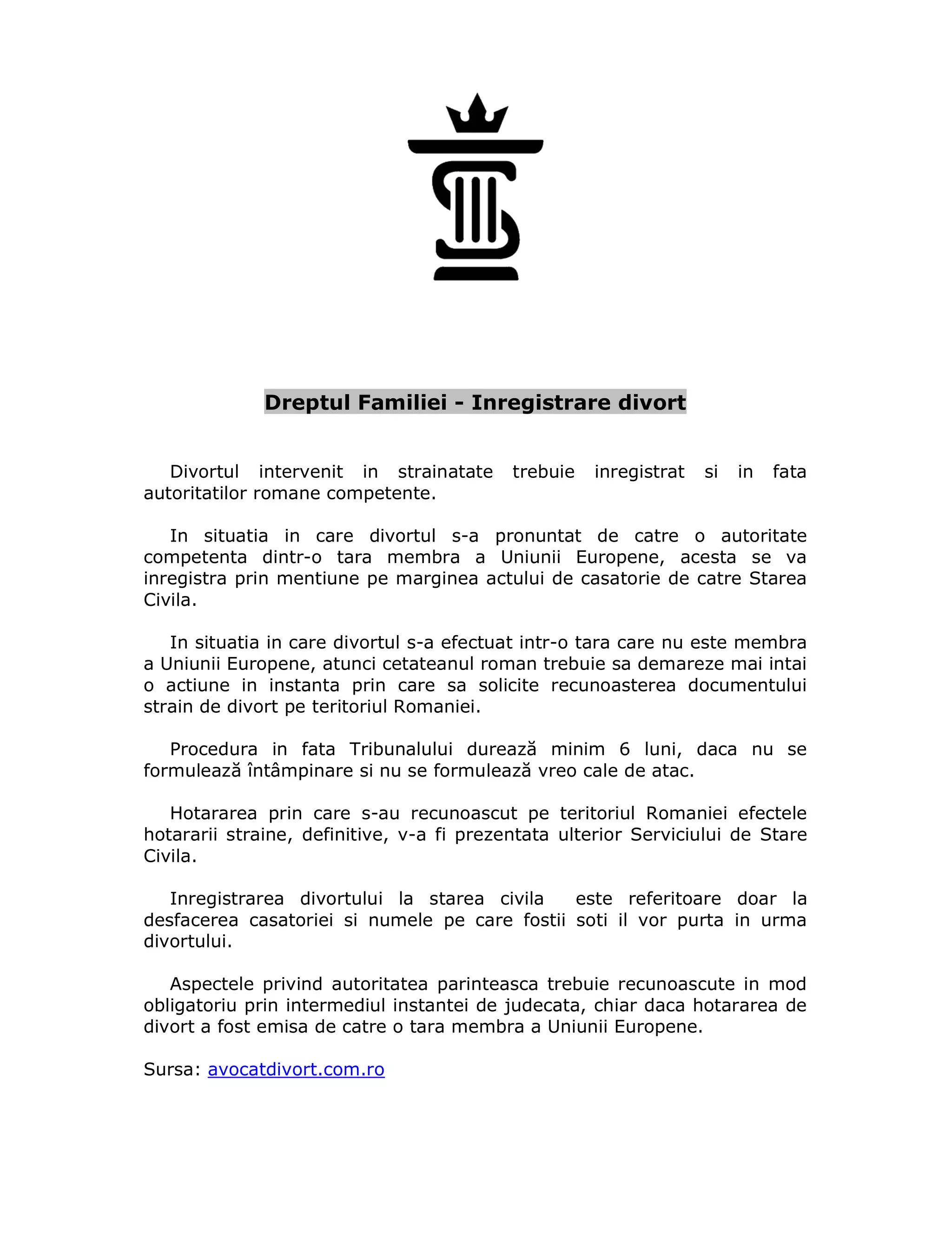 Dreptul Familei - inregistrare divort | PDF