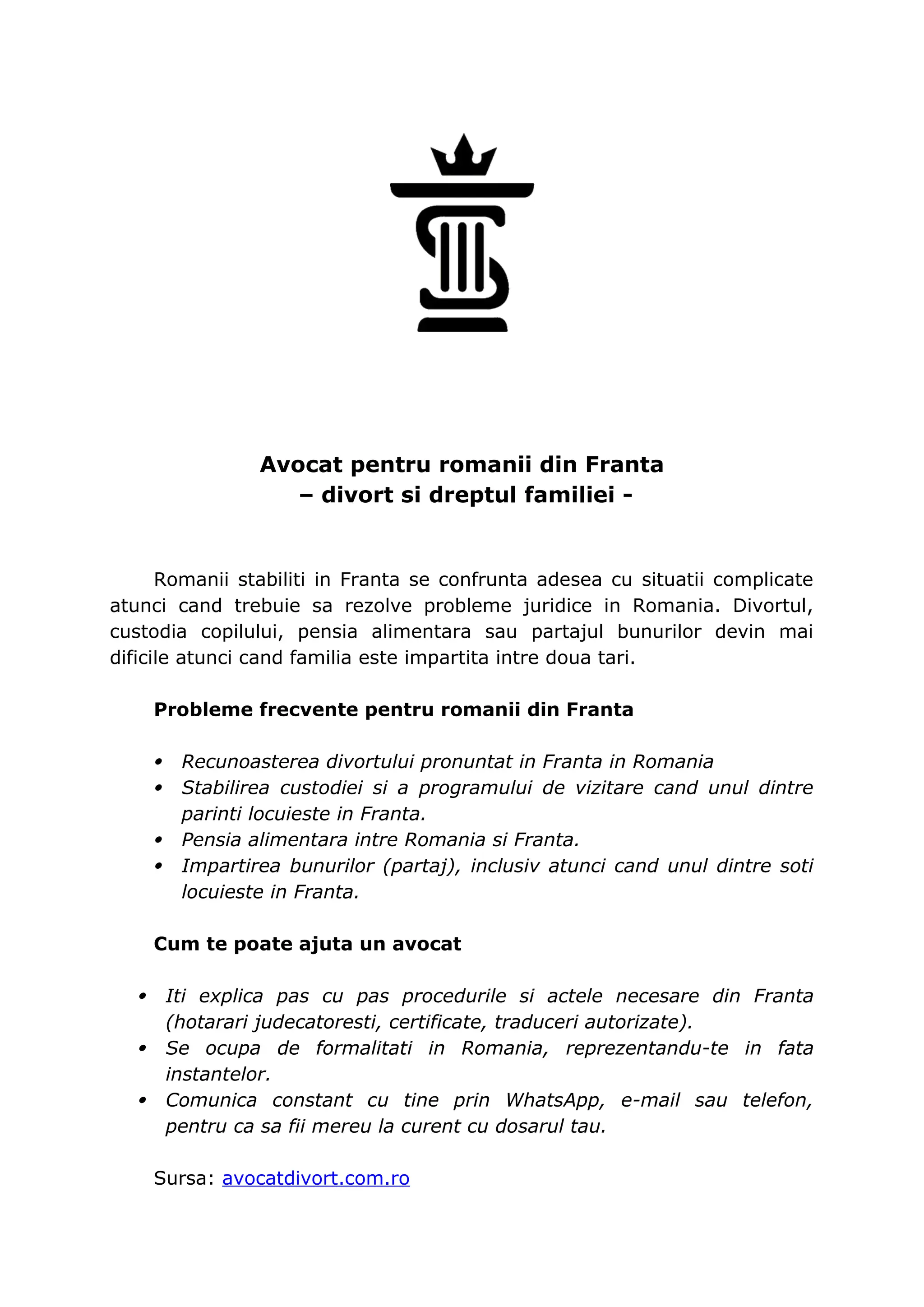 Avocat Divort Consultanta romani din Franta | DOC