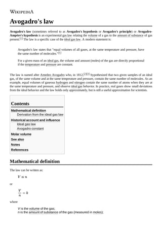 Avogadro's law | PDF