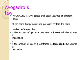 Laws of avogadro laws havogadroslaw.pptx | Chemistry | Science