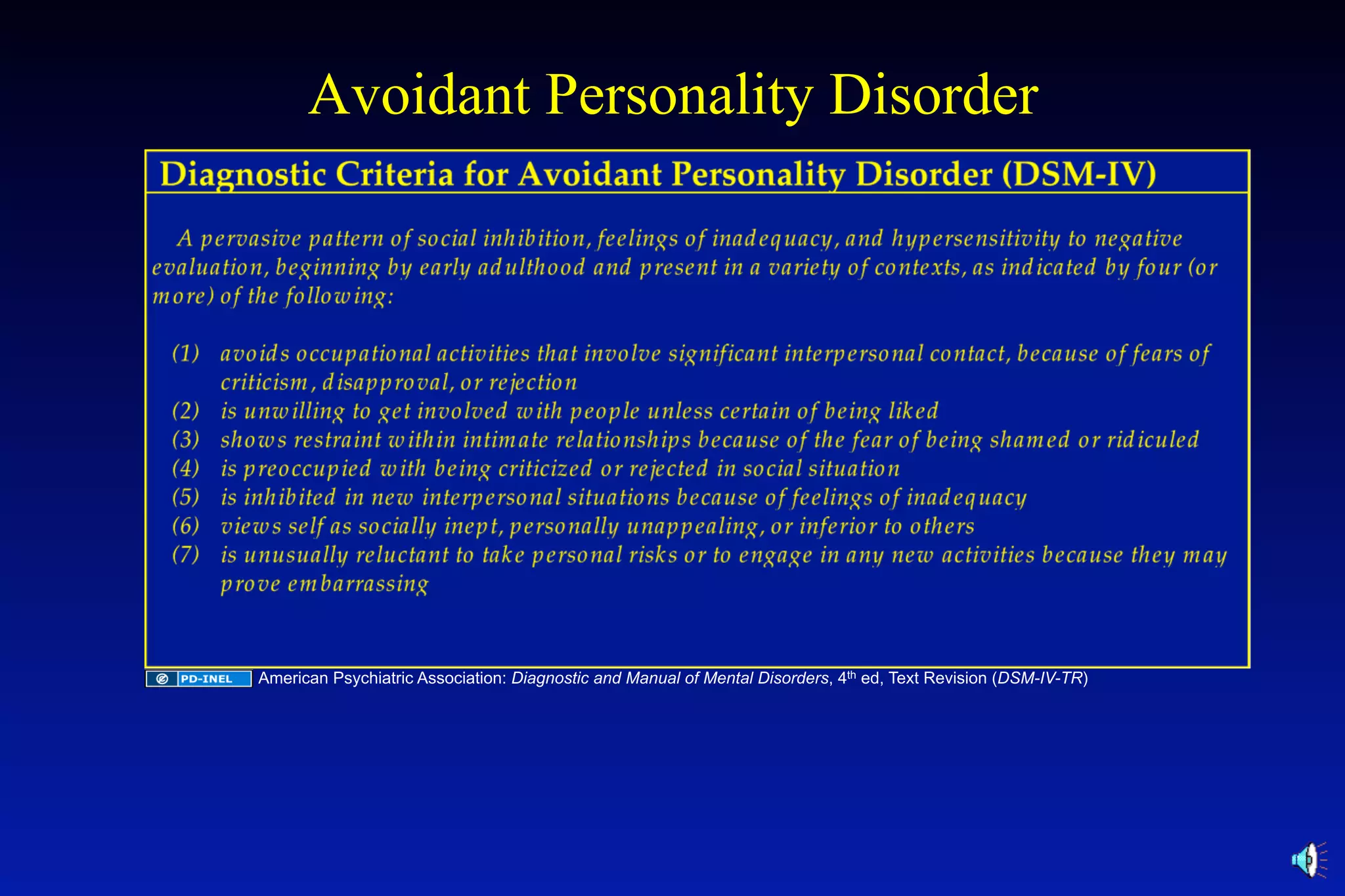 10.29.08: Cluster C - Avoidant Personality Minilecture | PDF