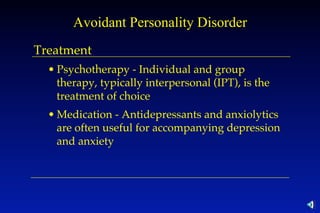 10.29.08: Cluster C - Avoidant Personality Minilecture | PDF
